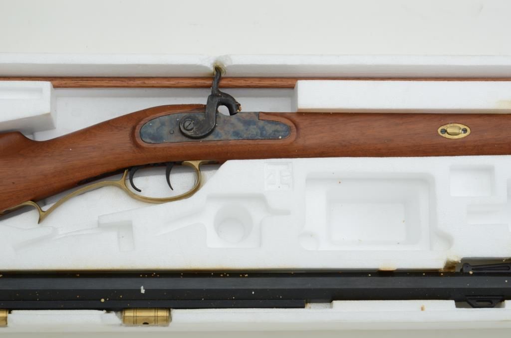 Modern Italian-made copy of a Hawken percussion half stocked black ...