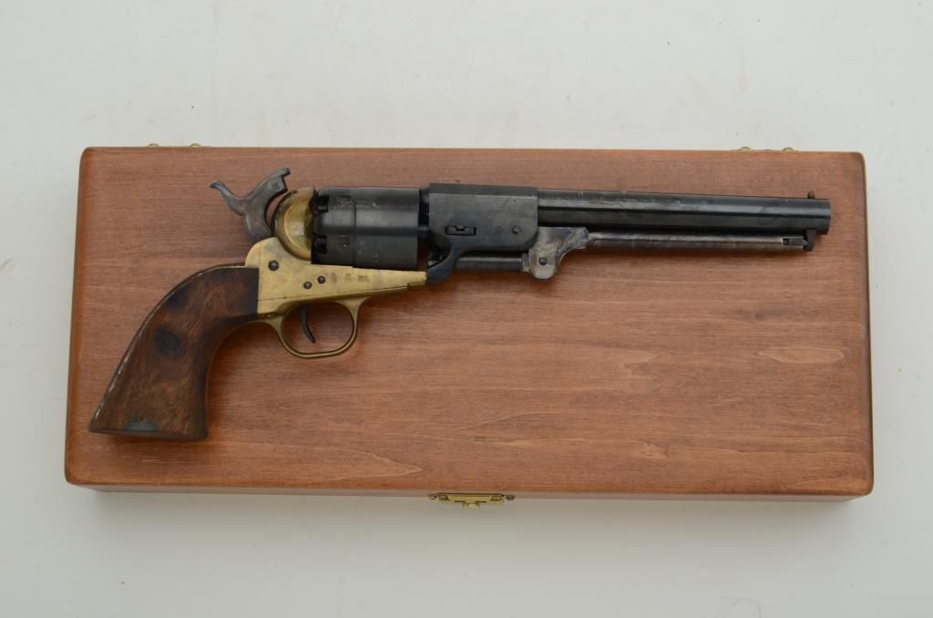 Modern Navy Arms copy of a percussion .44 caliber revolver, brass frame ...
