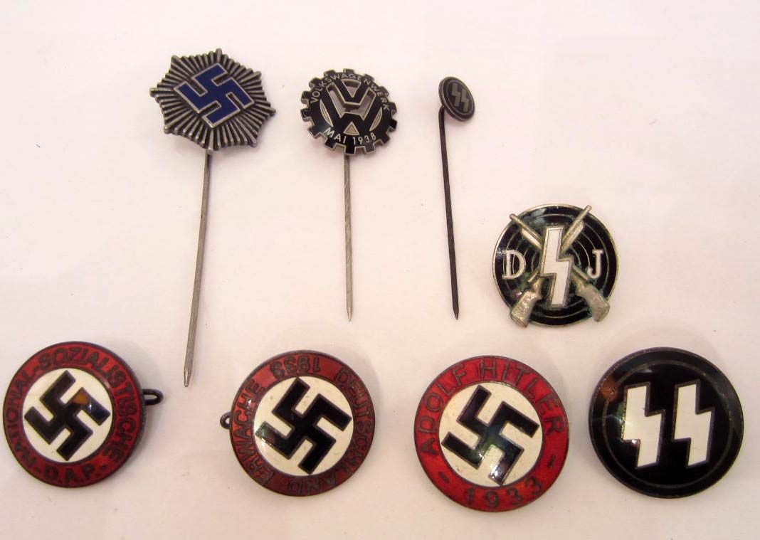 LOT OF 8 GERMAN NAZI PARTY BADGES AND STICK PINS