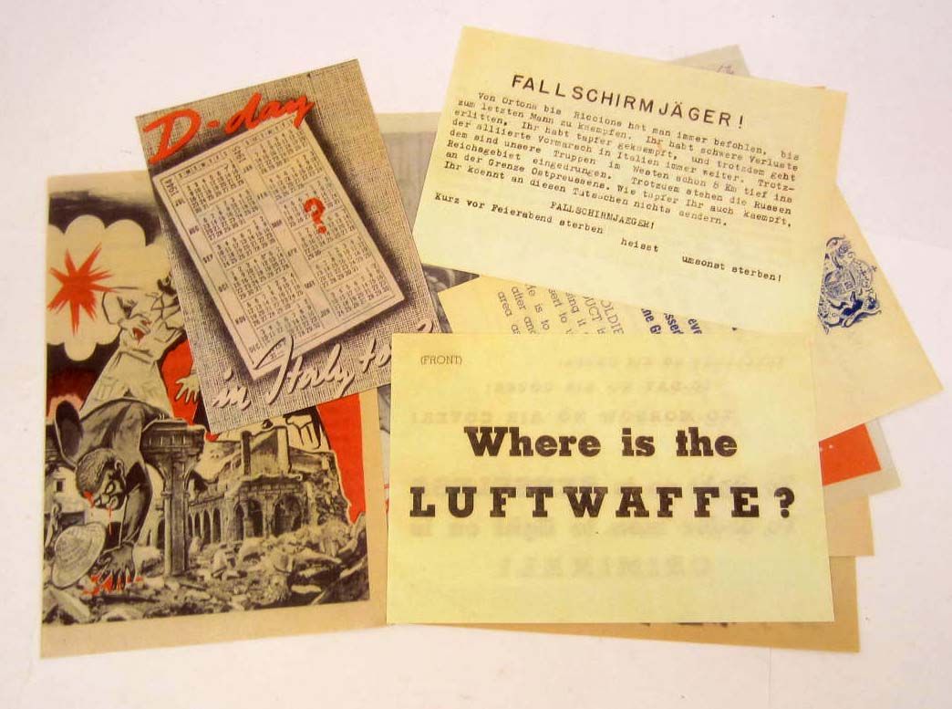 LOT OF 11 GERMAN NAZI, US & RUSSIAN PAPER SURRENDER LEAFLETS