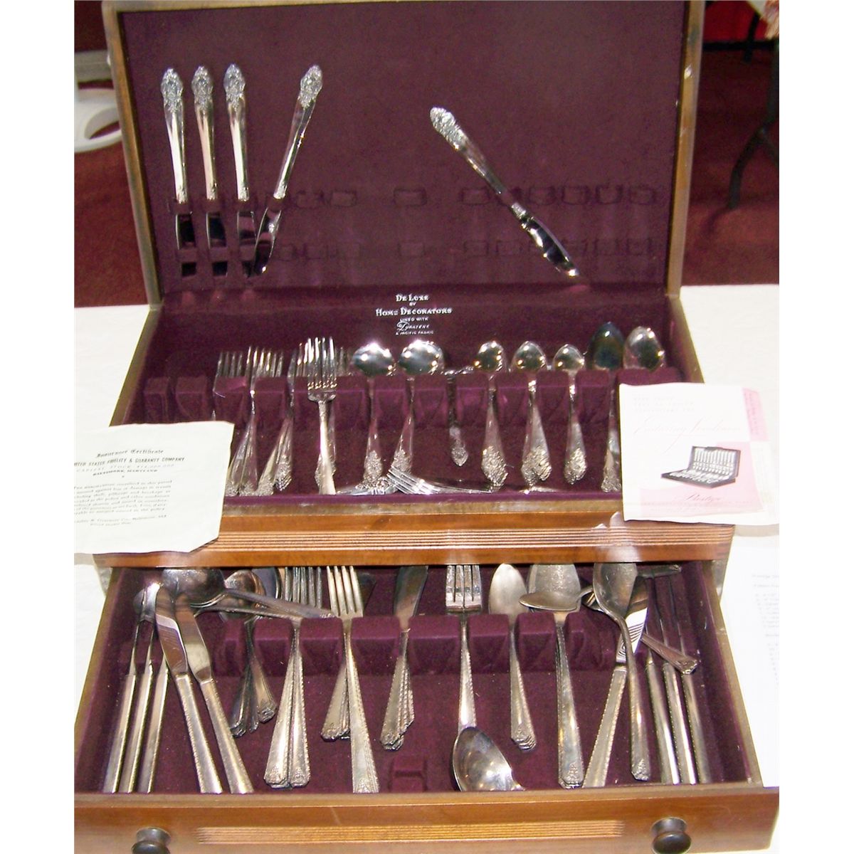 VINTAGE "PRESTIGE SILVER PLATE FLATWARE SET", COMPLETE