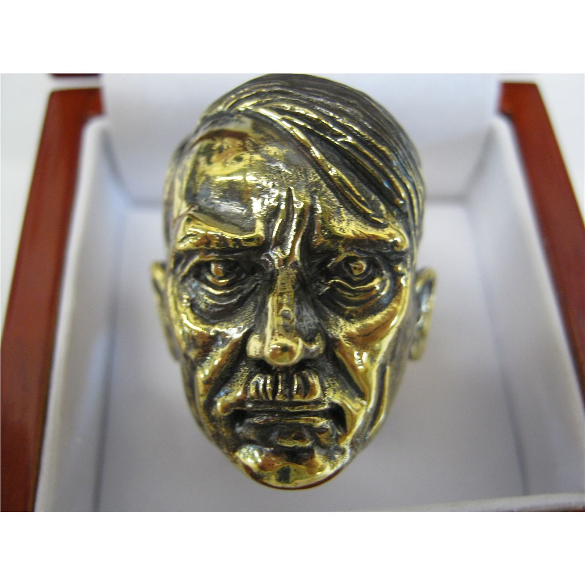Solid bronze cas Adolph Hitler head ring