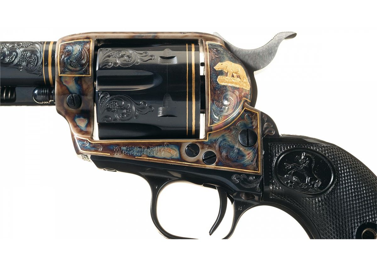 Magnificent Cased Factory A.A. White Master Engravers Gold Inlaid Colt ...