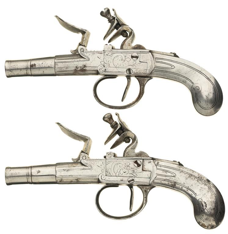 Pair of All Metal Flintlock Pistols -A) Flintlock Pistol