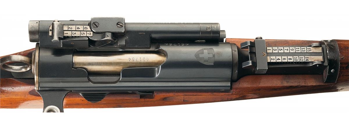 Desirable Early Swiss K31/43 Straight Pull Sniper Rifle with Side ...