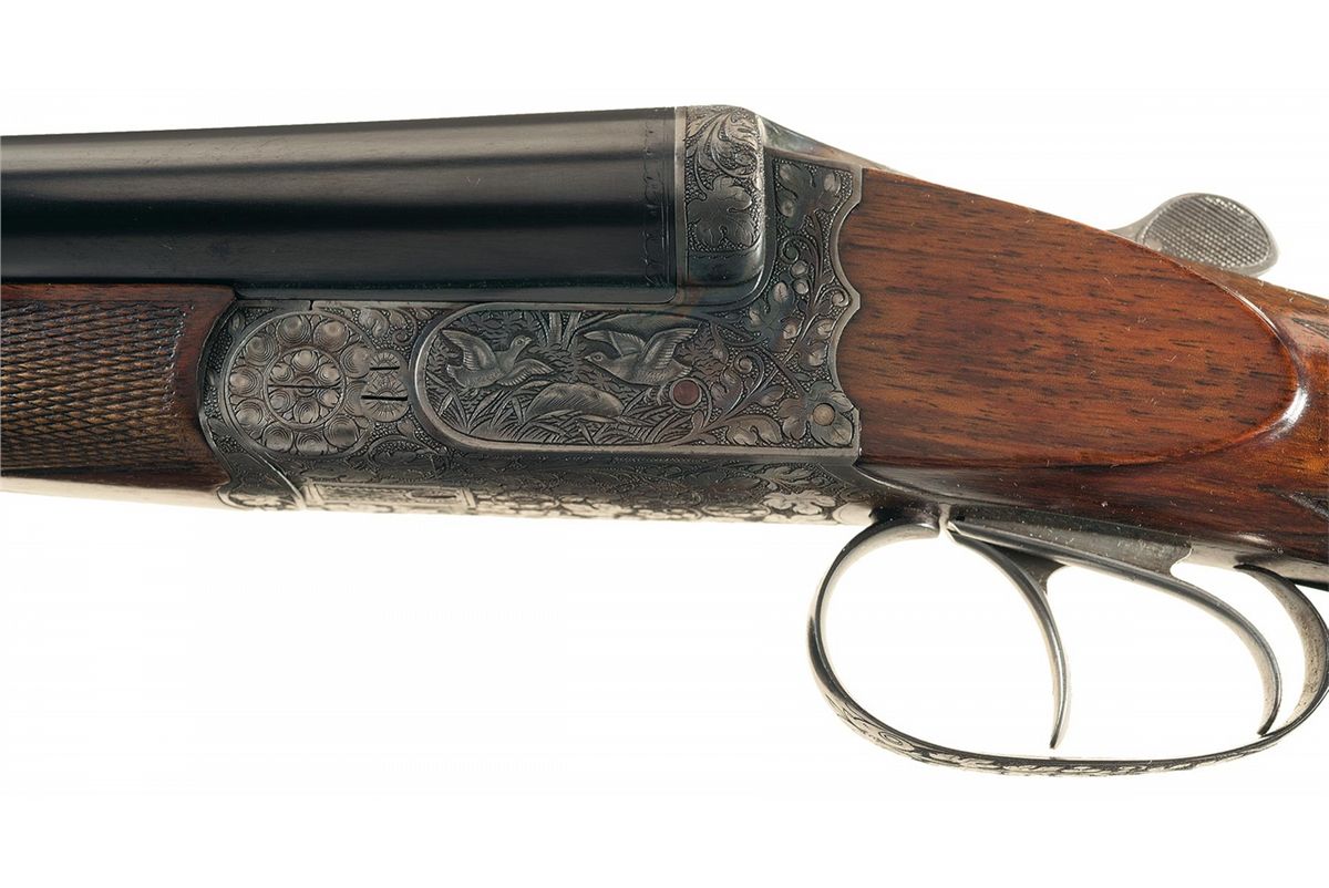 Engraved S. Borovnik, Ferlach Double Barrel Hammerless 16 Gauge Shotgun ...