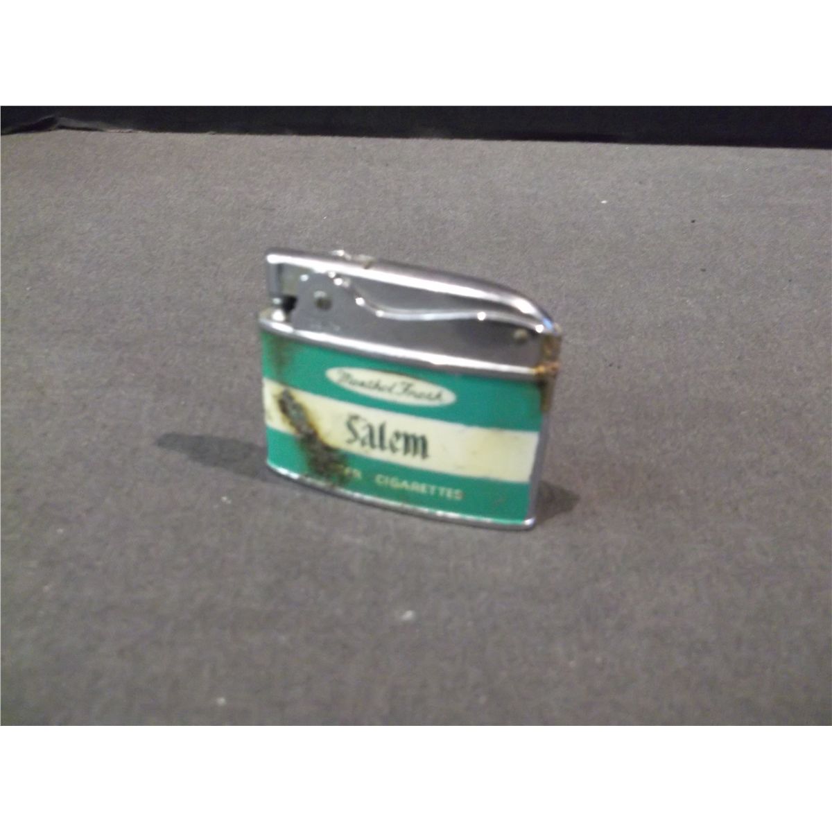 Vintage Zenith Flat Cigarette Lighter with Salem Advertising