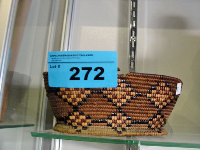 West coast native woven cedar root basket