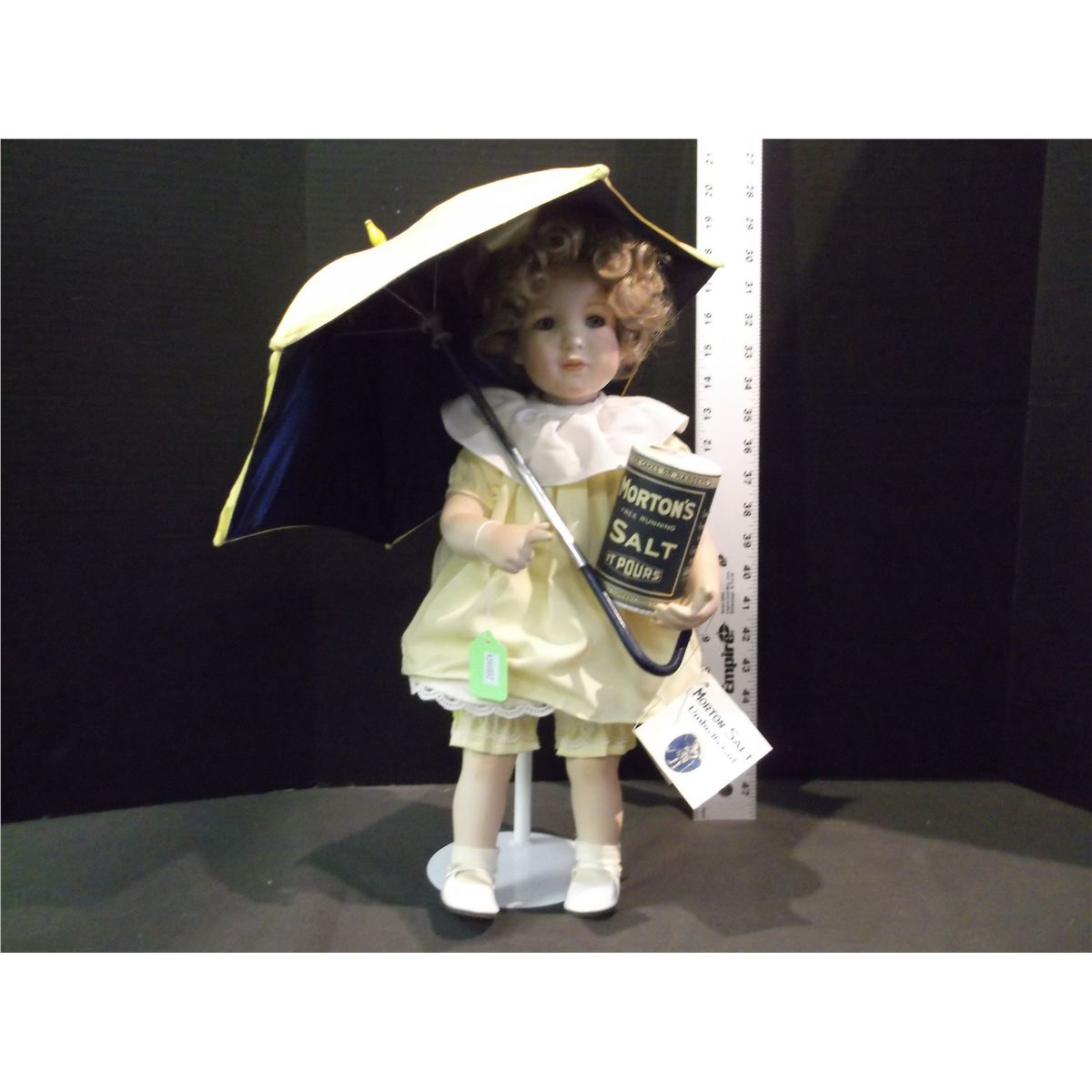 "Morton Salt Umbrella Girl" by Nancy Leslie (Danbury Mint). 18".