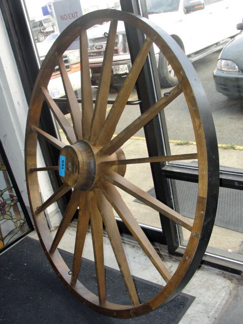 Large decorative wooden wagon wheel