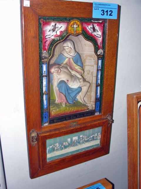 Antique russian wall hung religious icon cabinet