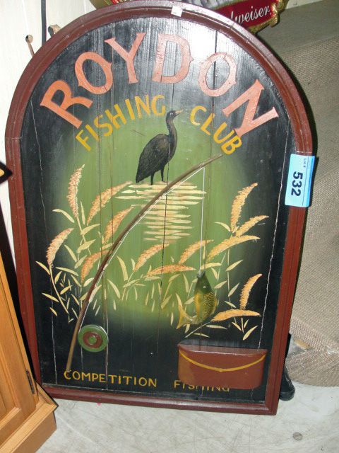 Roydon fishing club wooden decorative sign