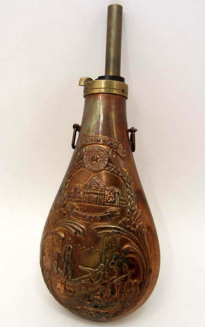 STATE OF TEXAS LIBERTY OR DEATH GUN POWDER FLASK