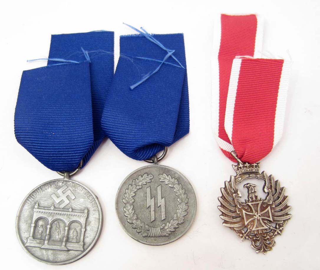 LOT OF 3 GERMAN NAZI MEDALS W/ RIBBONS