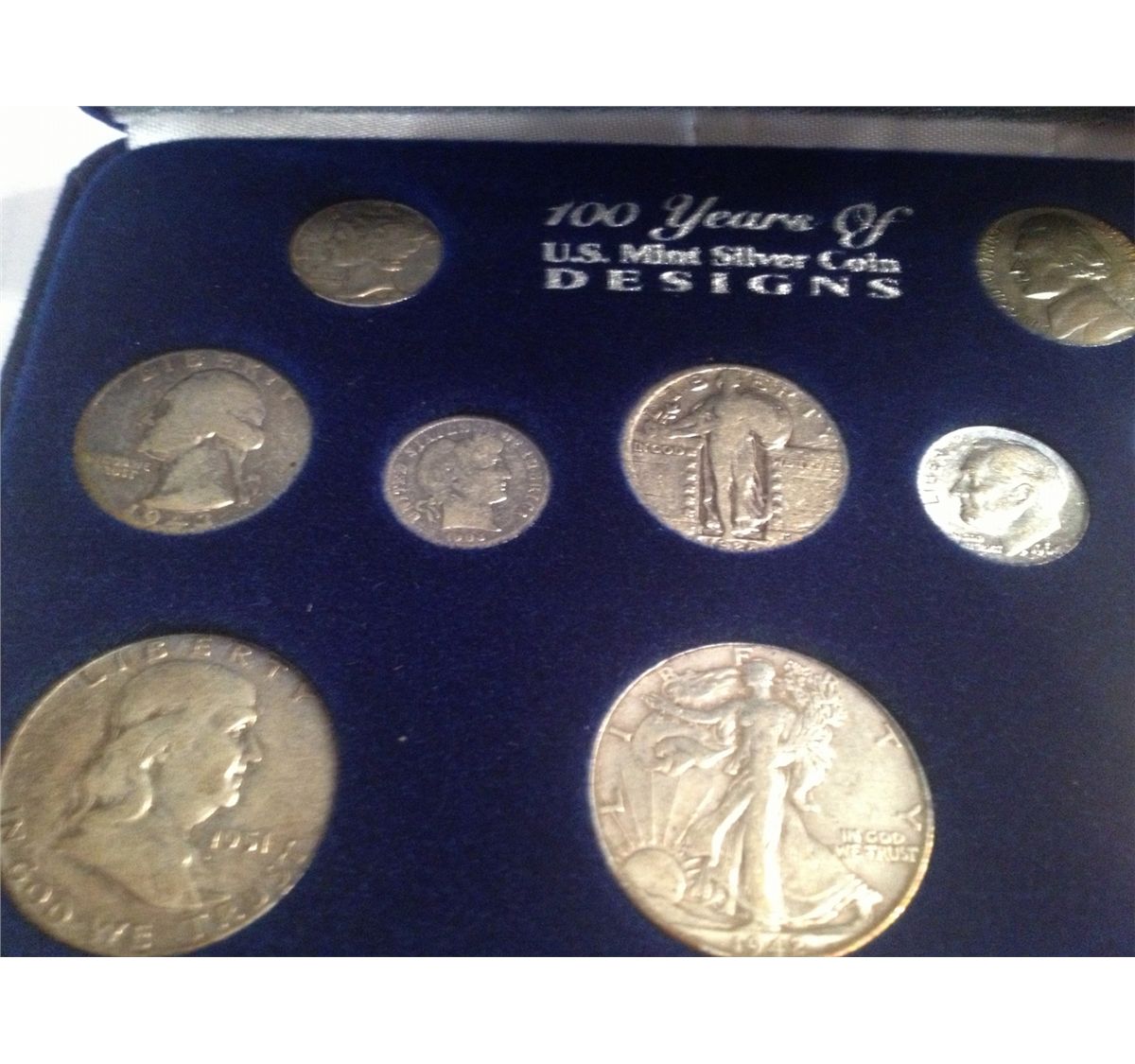 100 YEARS US MINT SILVER COIN DESIGNS, 8COINS
