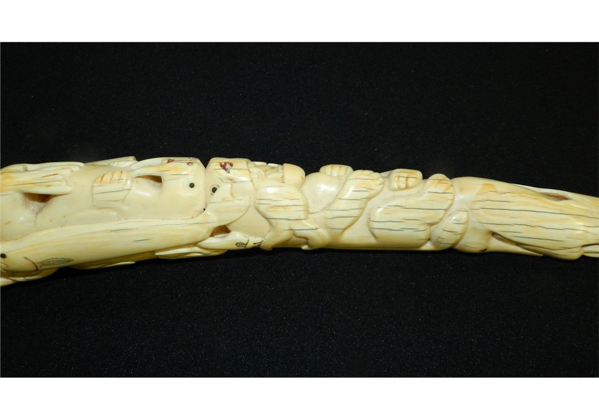breathtaking Native American Alaskan carved Ivory tusk w/ walruses ...
