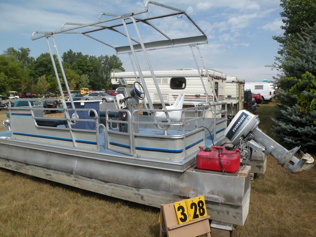 1984 Ercoa 21 ft pontoon 30hp Evenrude,-NO TRAILER MNZ01024AQ84