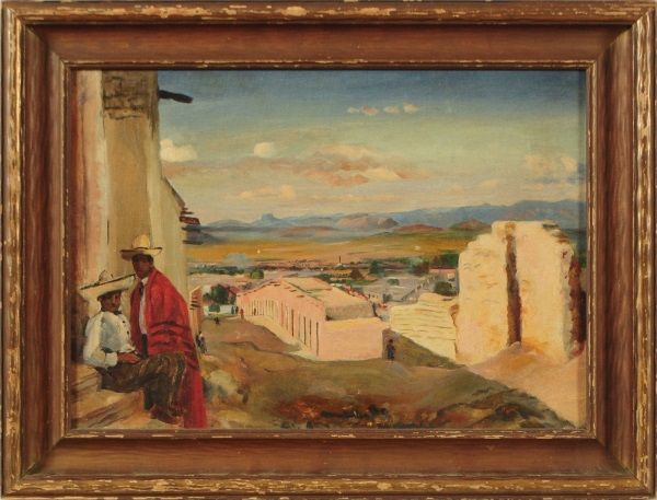 Ruben Herrera Mexican Village Scene Oil Painting