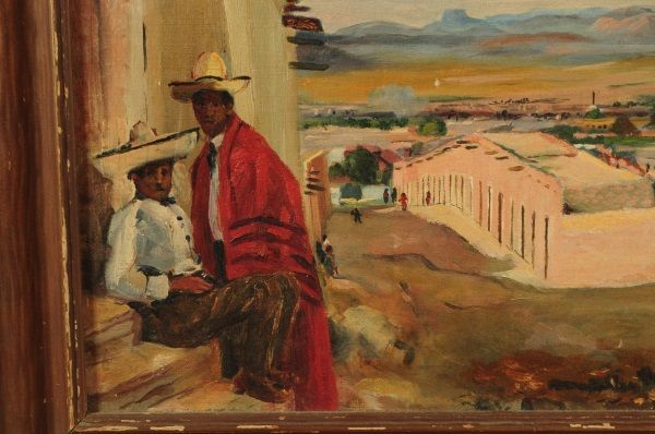 Ruben Herrera Mexican Village Scene Oil Painting