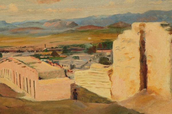 Ruben Herrera Mexican Village Scene Oil Painting