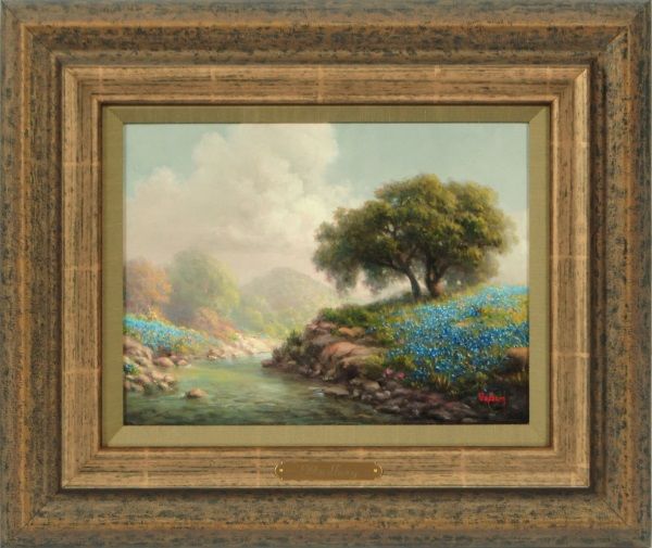 D Windberg River Bank Blue Bonnets Oil Painting