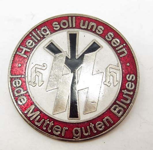 GERMAN NAZI WAFFEN SS MOTHERS ENAMELED BADGE - PINBACK