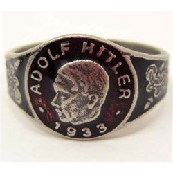 STERLING SILVER GERMAN NAZI NSDAP ENAMELED ADOLF HITLER RING