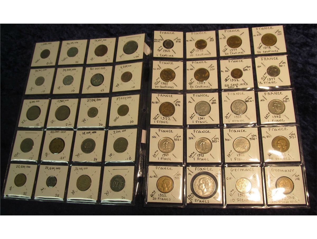 91. (40) Different World Coins. Fourteen different countries, all ...