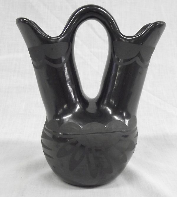 Tesuque Black on Black Wedding Vase Lorencita Pino