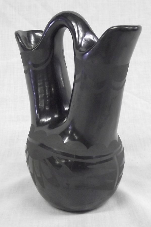 Tesuque Black on Black Wedding Vase Lorencita Pino