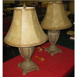 Pair Colonial Style Lamps W/Shades.