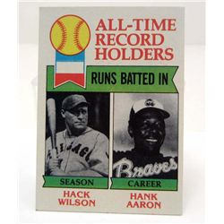 1979 TOPPS HANK AARON & HACK WILSON #412 BASEBALL CARD