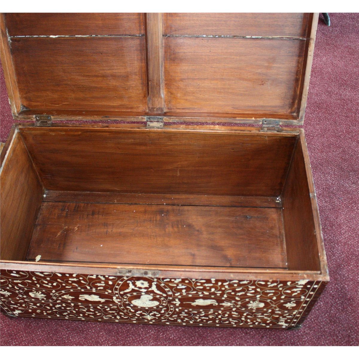 "Antique Peruvian Bone inlay Chest. Religious Themed. Circa Late 1800's.