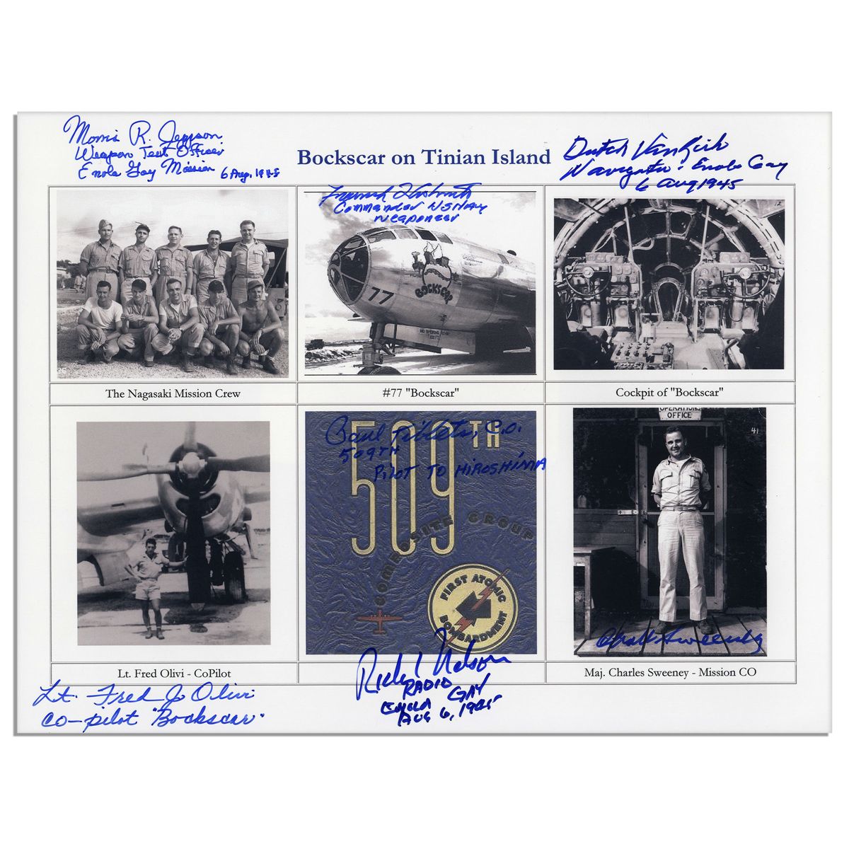 Photo Collage Signed by Enola Gay & Bockscar Crew Members: Paul Tibbets ...