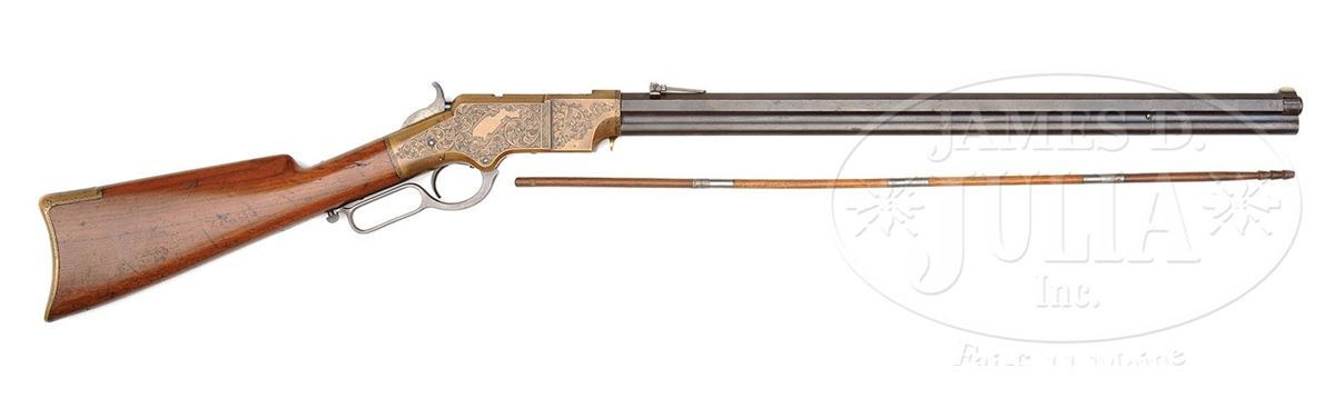 VERY EARLY ENGRAVED HENRY MODEL 1860 LEVER ACTION RIFLE.