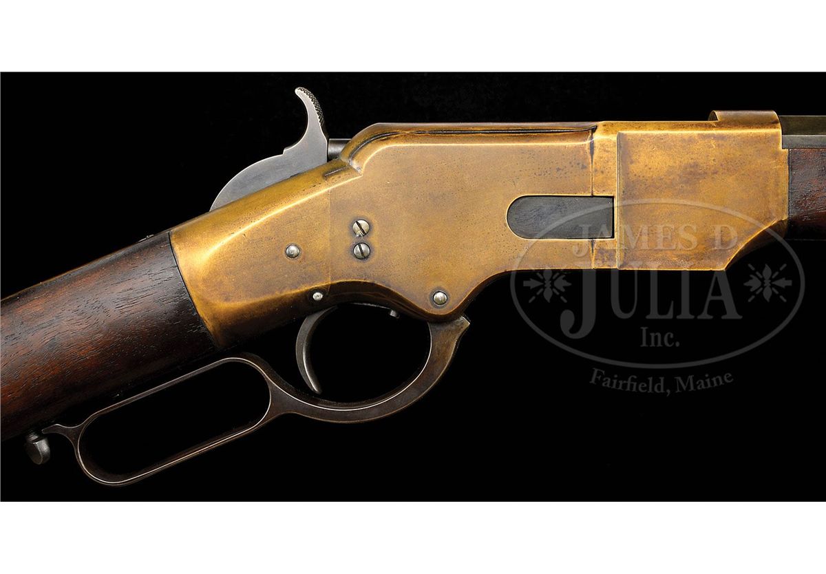 RARE FIRST MODEL WINCHESTER MODEL 1866 FLATSIDE LEVER ACTION RIFLE.