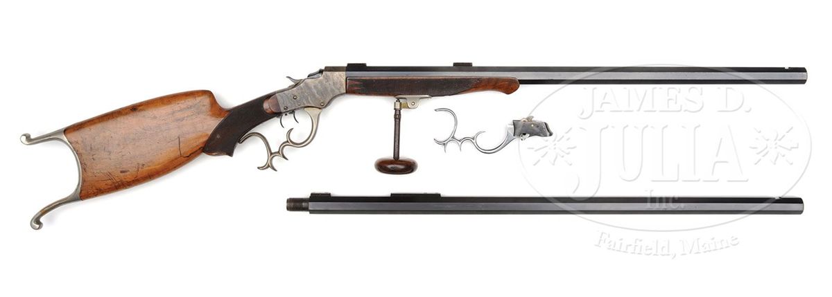 *SCARCE STEVENS 44-1/2 HEAVY SCHUETZEN-STYLE SINGLE SHOT TARGET RIFLE ...