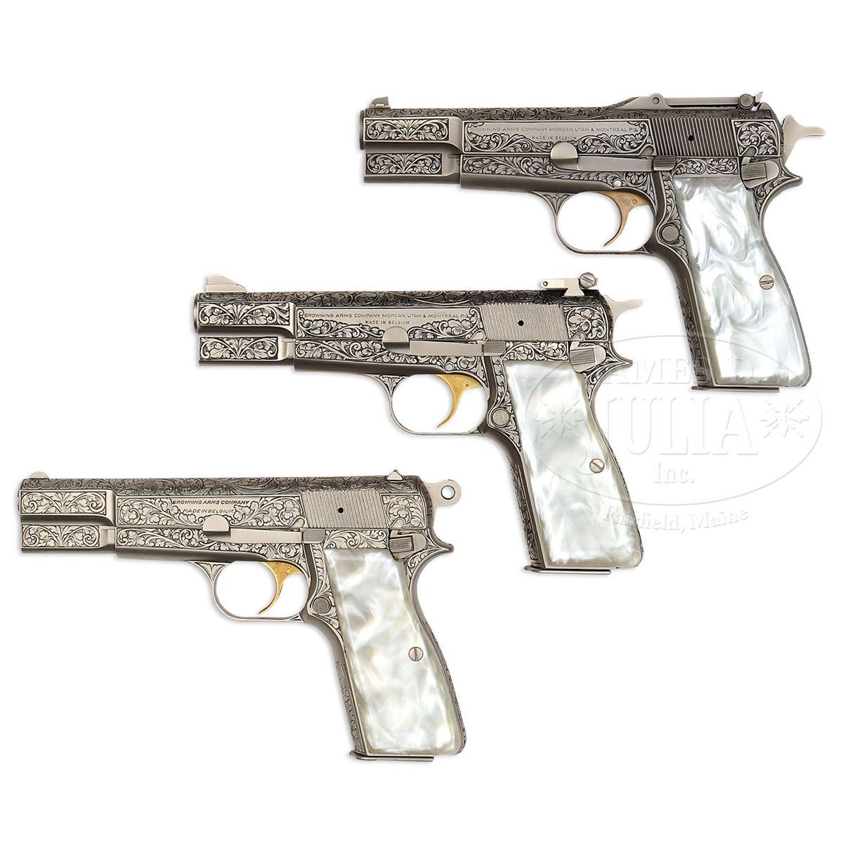 *LOT OF 3 BROWNING HIGH POWER RENAISSANCE SEMI-AUTO PISTOLS.