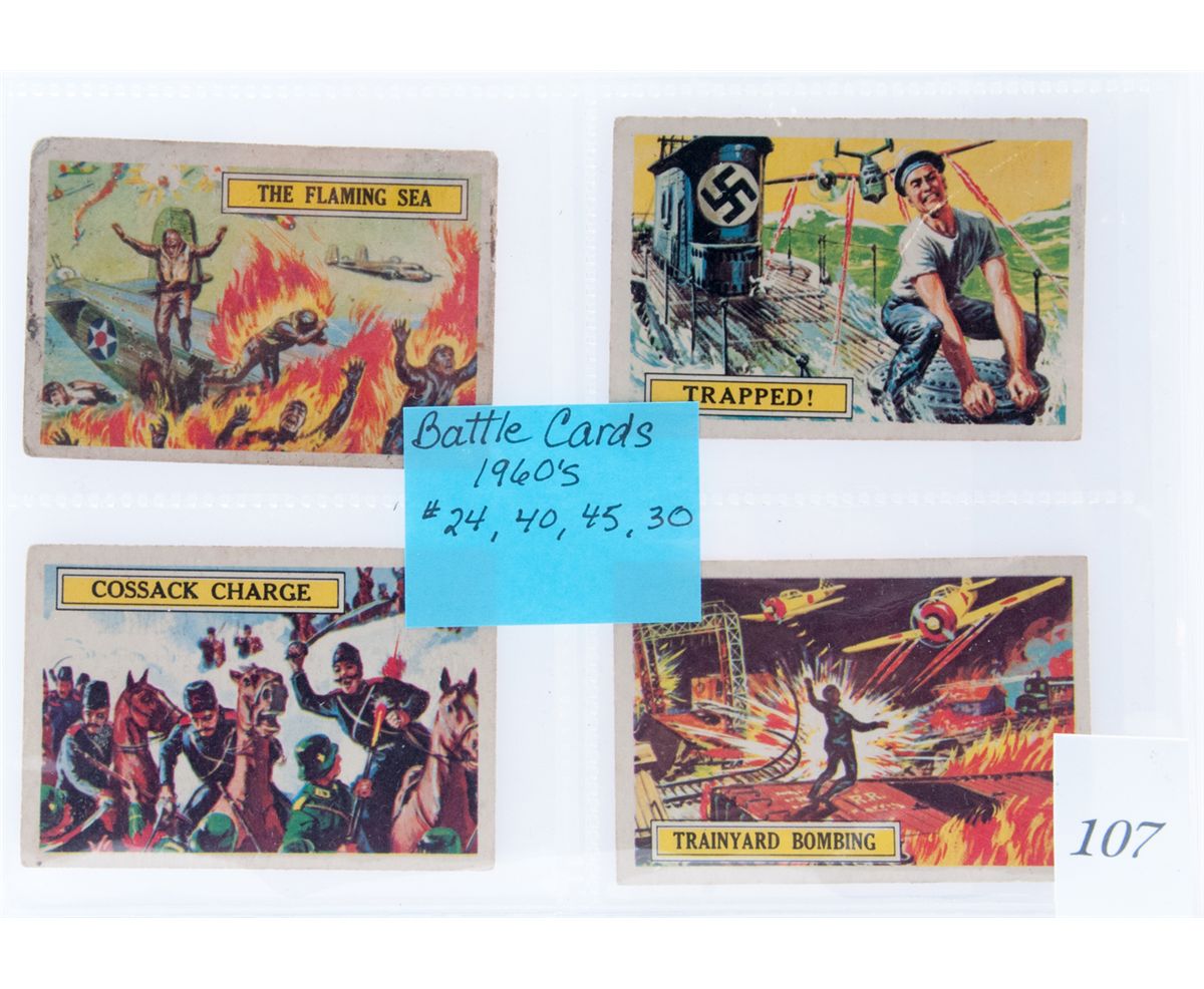 4 collectors battle cards -1960s