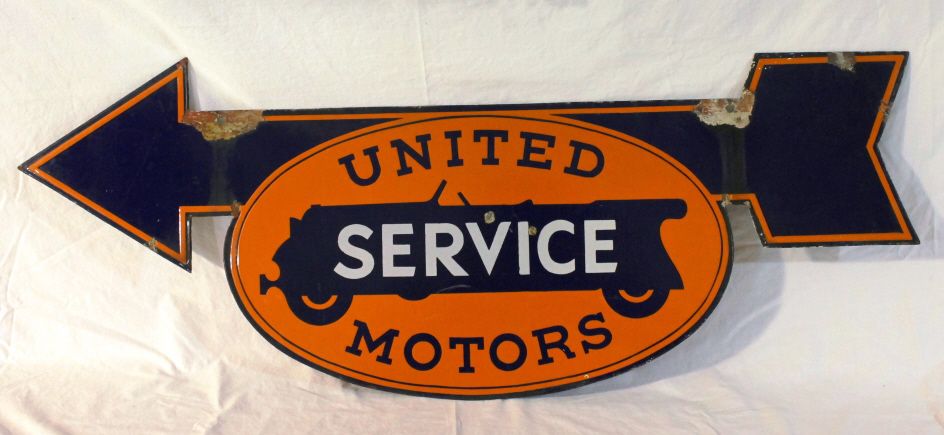 United Motor Service Double-sided Porcelain Sign