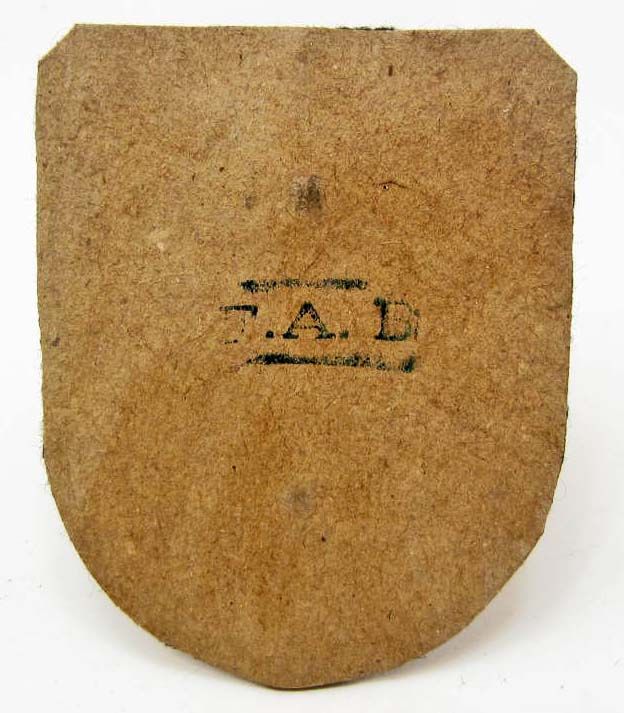 GERMAN NAZI STALINGRAD SHIELD W/ GREEN WOOL & PAPER BACKING