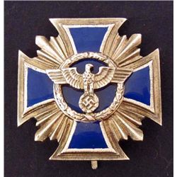 GERMAN NAZI BLUE ENAMEL NSDAP SERVICE CROSS BADGE - 15 YEARS