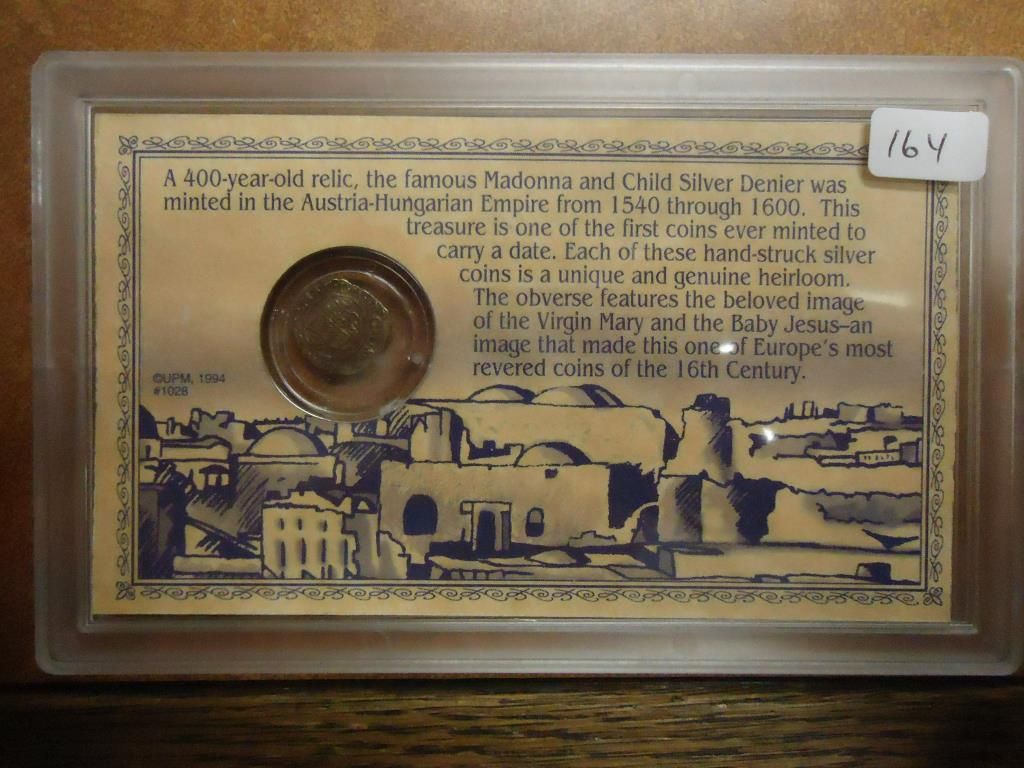 MADONNA & CHILD SILVER DENIER COIN 1540-1600 A.D.