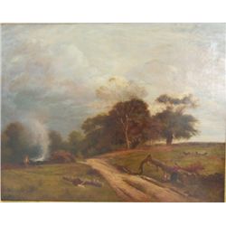 Oil painting "Landscape" attributed S.R. Percy