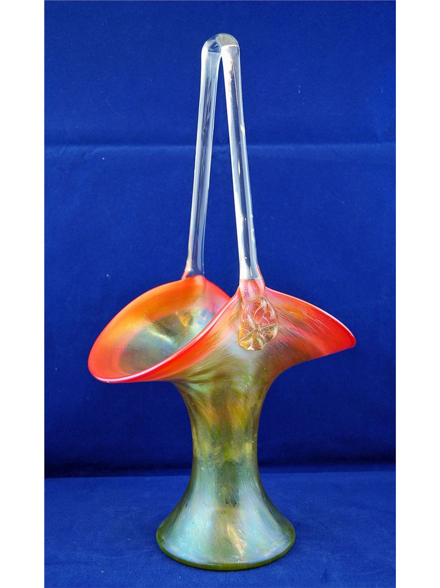Unsigned Loetz Rindskopf Grenada Art Glass Basket