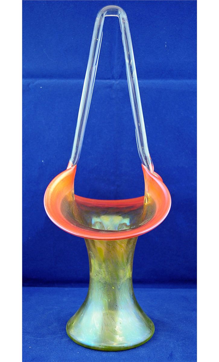 Unsigned Loetz Rindskopf Grenada Art Glass Basket