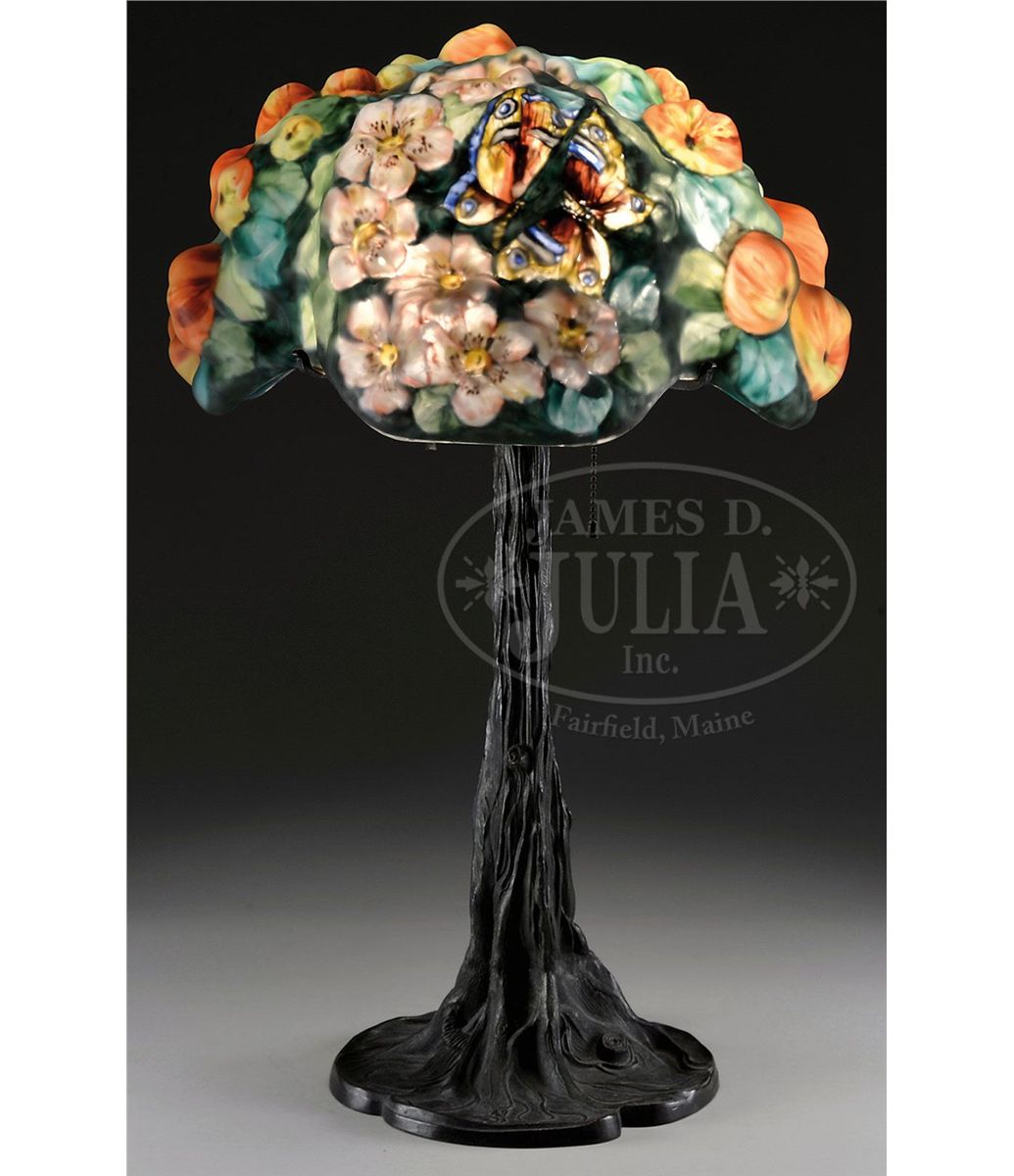 PAIRPOINT PUFFY APPLE TREE TABLE LAMP.