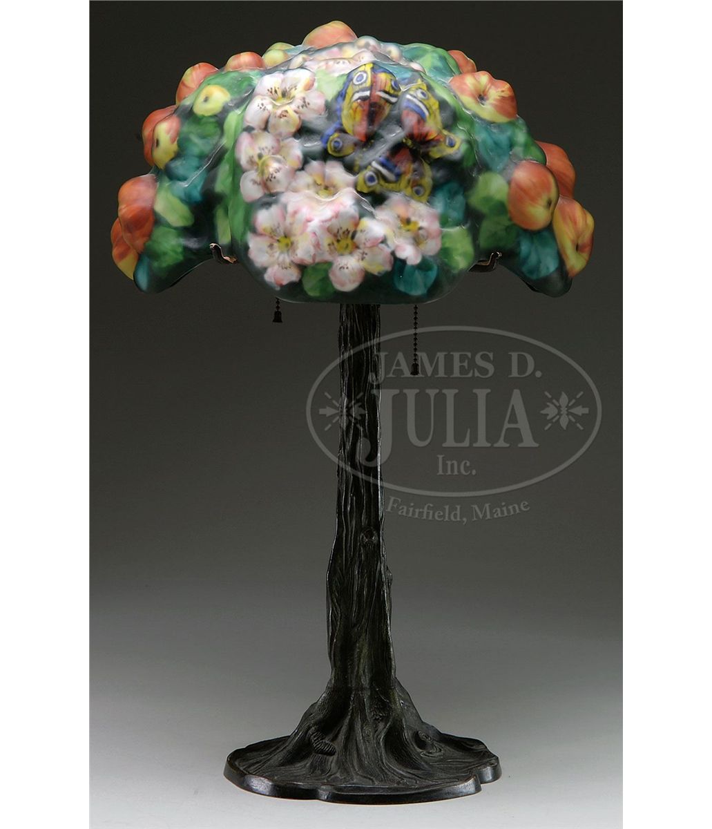 PAIRPOINT PUFFY APPLE TREE TABLE LAMP.