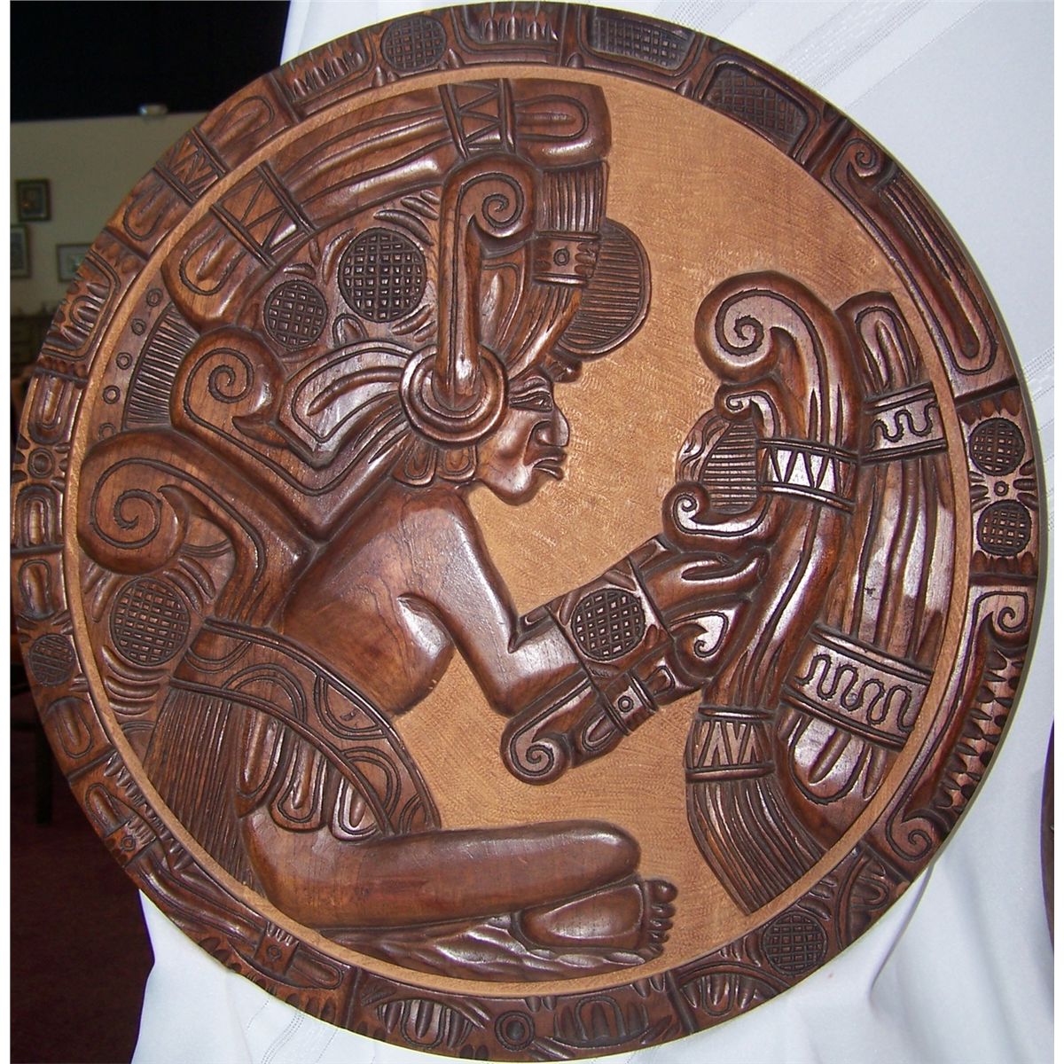 (2x$) CARVED WOOD INCA BAS RELIEF PLAQUES 19"