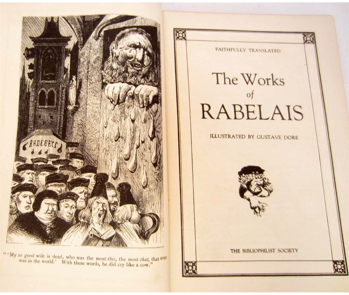 VINTAGE "THE WORKS OF RABELAIS" HARDCOVER BOOK ILLUS. BY GUSTAV DORE